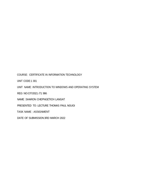 Operating System Assignment Pdf Scheduling Computing Process