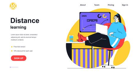Distance Learning Web Banner Concept Royalty Free Vector