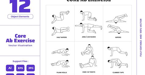 Core Abs Exercise Poster Design Men Workout Objects Ft Core And Exercise Envato