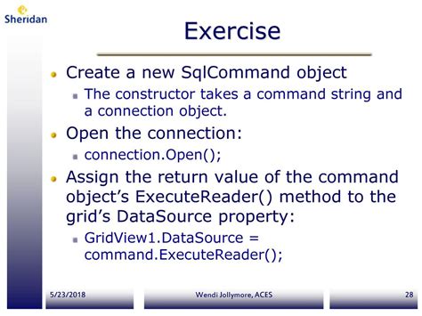 Prog Advanced Web Apps 5232018 Notes On Adonet 1 Wendi Jollymore