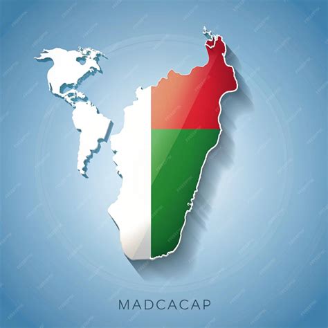 Magnified Map Of Madagascar With Flag Enlargement Vector Art Premium