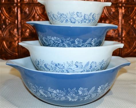 Pyrex Colonial Mist Nesting Bowls Pyrex Colonial Mist Cinderella Bowls Pyrex Colonial Mist