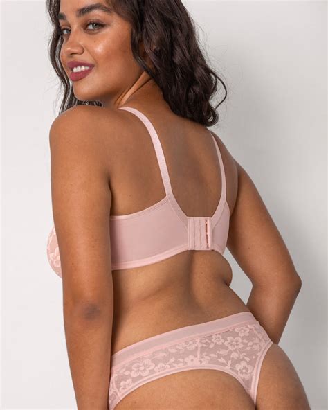 No Show Lace Thong Blushing Rose Curvy Couture