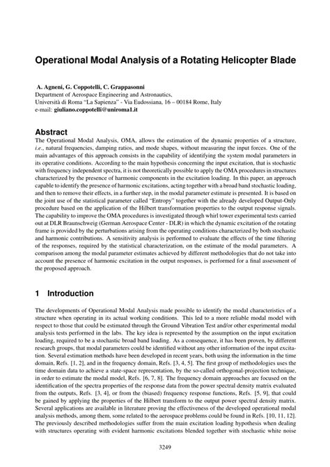 pdf operational modal analysis of a rotating helicopter blade