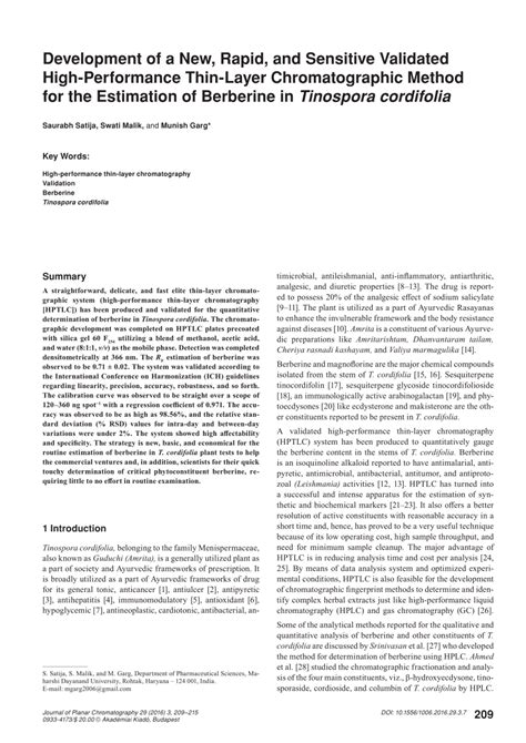 Pdf Development Of A New Rapid And Sensitive Validated High Performance Thin Layer