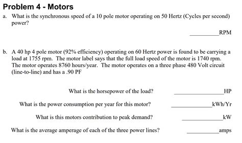 Solved Problem Motors What Is The Synchronous Speed Of A Chegg Com