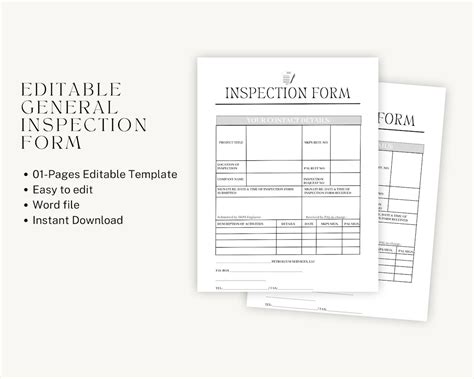 Editable General Inspection Form With Invoice Template Inspection