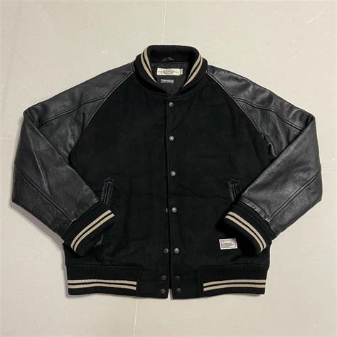 정품 리타 리얼레더 울 바시티 자켓 블랙 소가죽 점퍼 헬로마켓