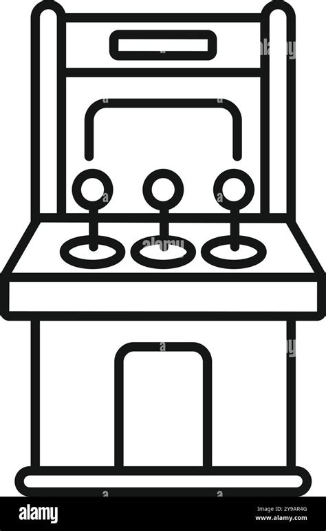 Simple Linear Icon Of A Retro Arcade Game Machine With Joysticks For Playing Video Games Stock