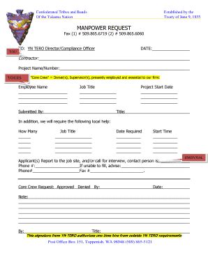 Manpower Request Form Template Fill Online Printable Fillable Blank PdfFiller