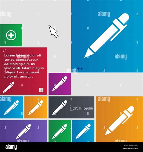Pen Icon Sign Buttons Modern Interface Website Buttons With Cursor