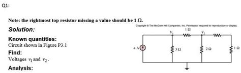 Solved Q1 Note The Rightmost Top Resistor Missing A Value Should Be 1 Solution Mm W Known