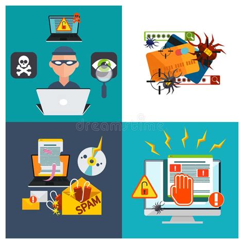 Hacker Activity Viruses Hacking And E Mail Spam Stock Vector