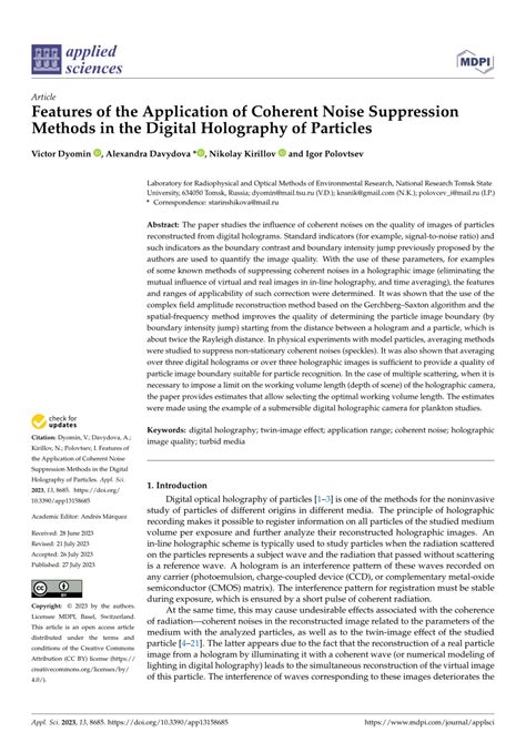 Pdf Features Of The Application Of Coherent Noise Suppression Methods