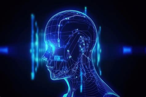 정신적으로 정보를 보는 인공 지능의 얼굴미래의 현대 일러스트레이션 혁신적인 기술 생성 Ai 프리미엄 사진