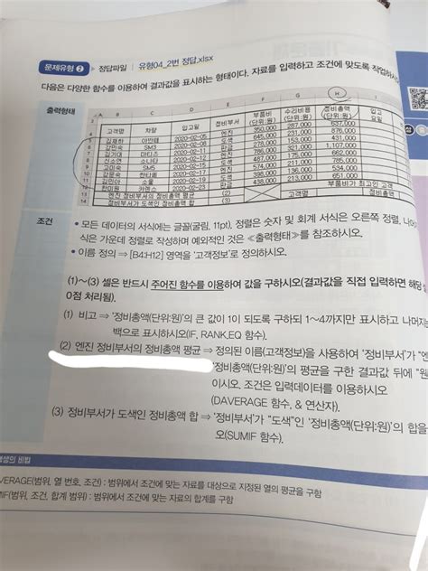 Itq엑셀 질문 Daverage함수 질문 지식in