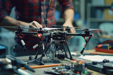 Premium Photo Engineer Making Drone At Table In Office