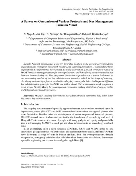 pdf a survey on comparison of various protocols and key management