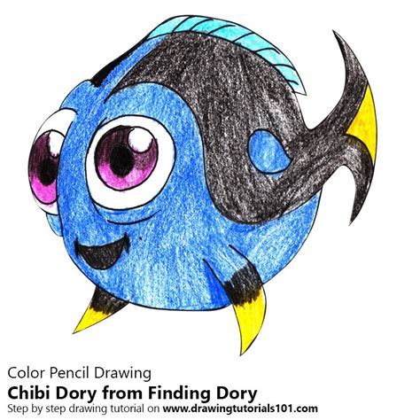 How To Draw Chibi Dory From Finding Dory Chibi Characters Step By