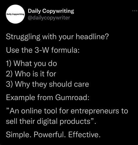 Daily Copywriting On Linkedin Struggling With Your Headline Use The 3 W Formula 1 What You