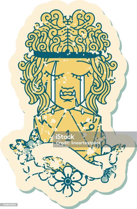 우는 오크 야만인 캐릭터 얼굴과 자연스러운 원 롤 일러스트 굴리기에 대한 스톡 벡터 아트 및 기타 이미지 굴리기 도깨비