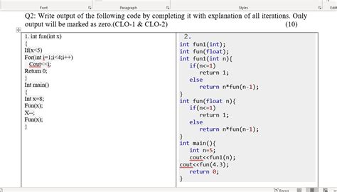 Solved Font Paragraph Styles Edit Q2 Write Output Of The