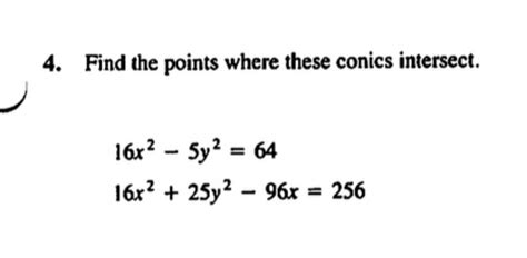 solved find the points where these conics