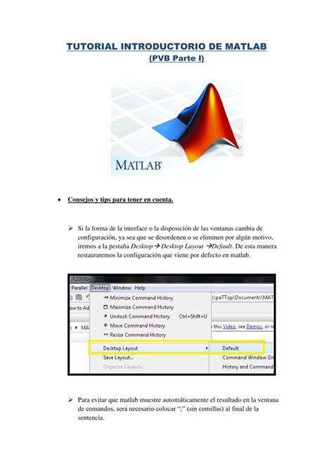 pdf de programación tutorial introductorio de matlab pvb parte i