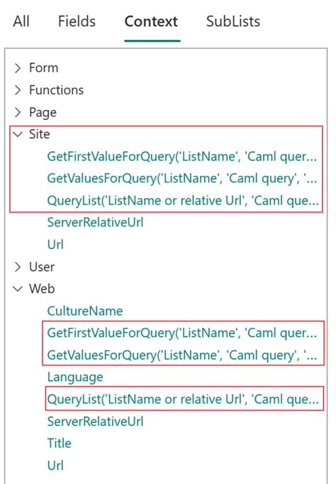 how to use lightning forms context query functions