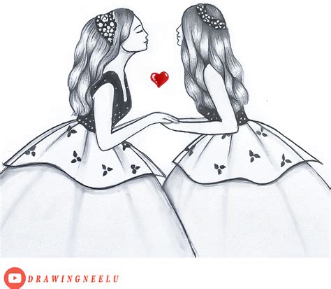 How To Draw Two Girl Best Friends Step By Step Pencil Sketch For