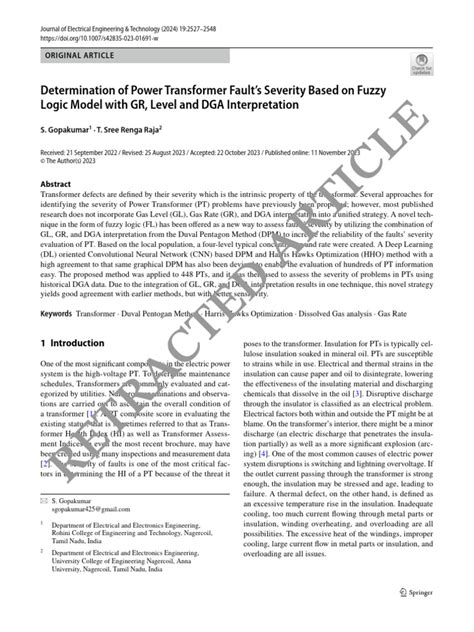 Determination Of Power Transformer Faults Severity Based On Fuzzy Logic Model With Gr Level