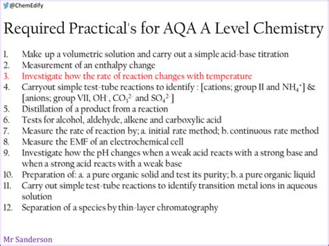 Aqa A Level Chemistry Required Practical 3 Rate Of Reaction And