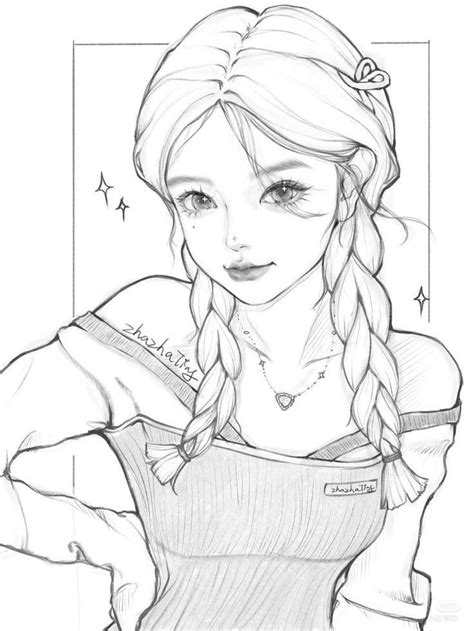 색칠 공부하기 좋은 예쁜 여캐 컬러링 도안 일러스트 색칠공부 도안 공유 네이버 블로그