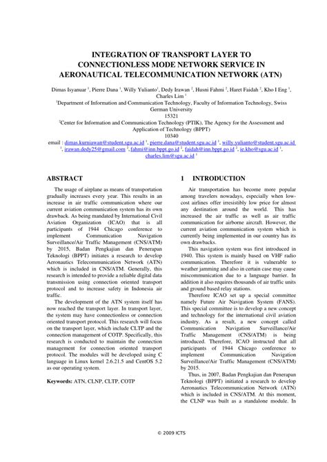 Pdf Integration Of Transport Layer To Connectionless Mode Network