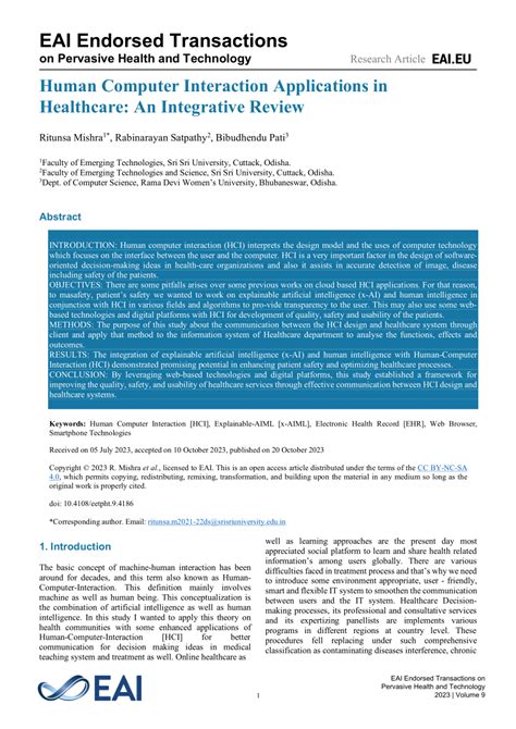 Pdf Human Computer Interaction Applications In Healthcare An Integrative Review