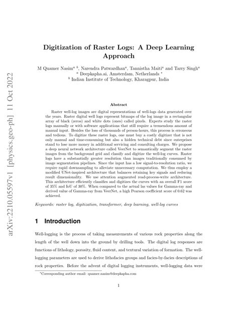 Pdf Digitization Of Raster Logs A Deep Learning Approach