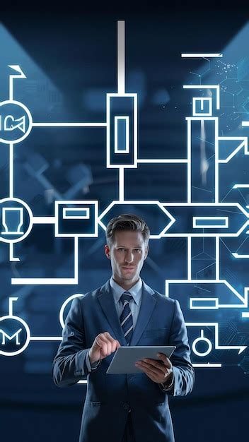 Business Process Management And Automation Concept With Workflow Flowchart Businessman Premium