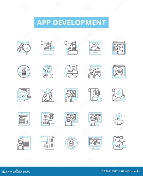 App Development Vector Line Icons Set App Development Design Mobile Software Coding