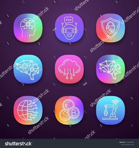 Artificial Intelligence App Icons Set Uiux Stock Vector Royalty Free
