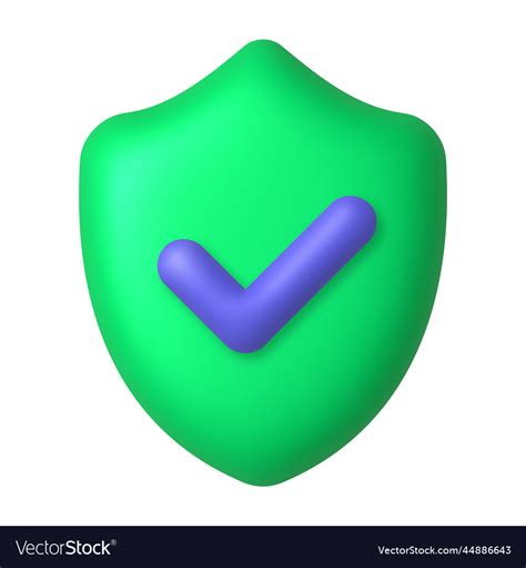 Purple Checkmark On Green Shield 3d Icon Security Vector Image