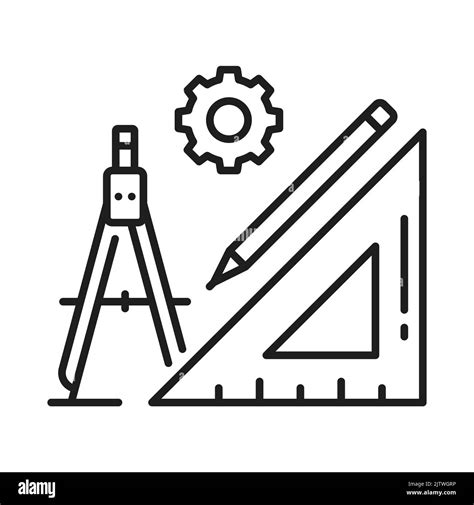 Architect Development And Interior Design Project Tools Icon Vector Line Designer Ruler