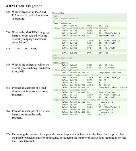 Solved ARM Code Fragment What Instruction In The ARM Chegg Com