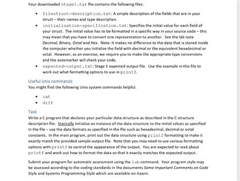 Solved Stage 1 Initialising A C Struct And Printing It Out