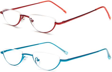 Reavee 2 Pack Retro Designer Half Frame Reading Glasses