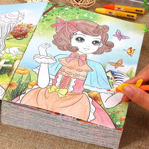 สมุดระบายสี สมุดภาพเจ้าหญิง ปริ๊นเซสาวระบายสีสาวหนังสือภาพวาดตุ๊กตาบาร์บี้หนังสือภาพวาดอนุบาล