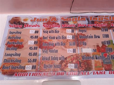 Menu At Jons Tapsilog Restaurant Lemery