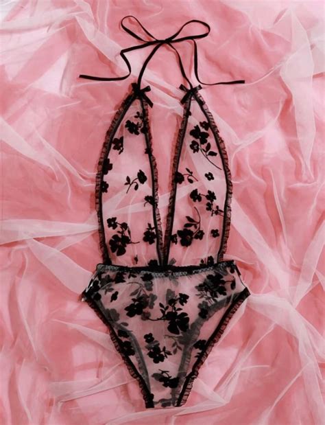 Black One Piece Lingerie Etsy