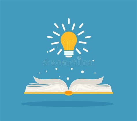 Bright Creative Idea Light Bulb Over Open Book Think Idea Concept Flat Style Vector