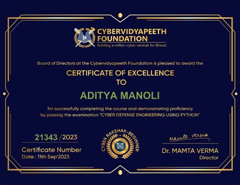 Cybersecurity Python Certificationachieved Careerdevelopment Aditya Manoli