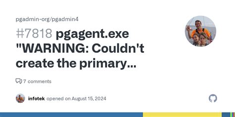 pgagent exe warning couldn t create the primary connection